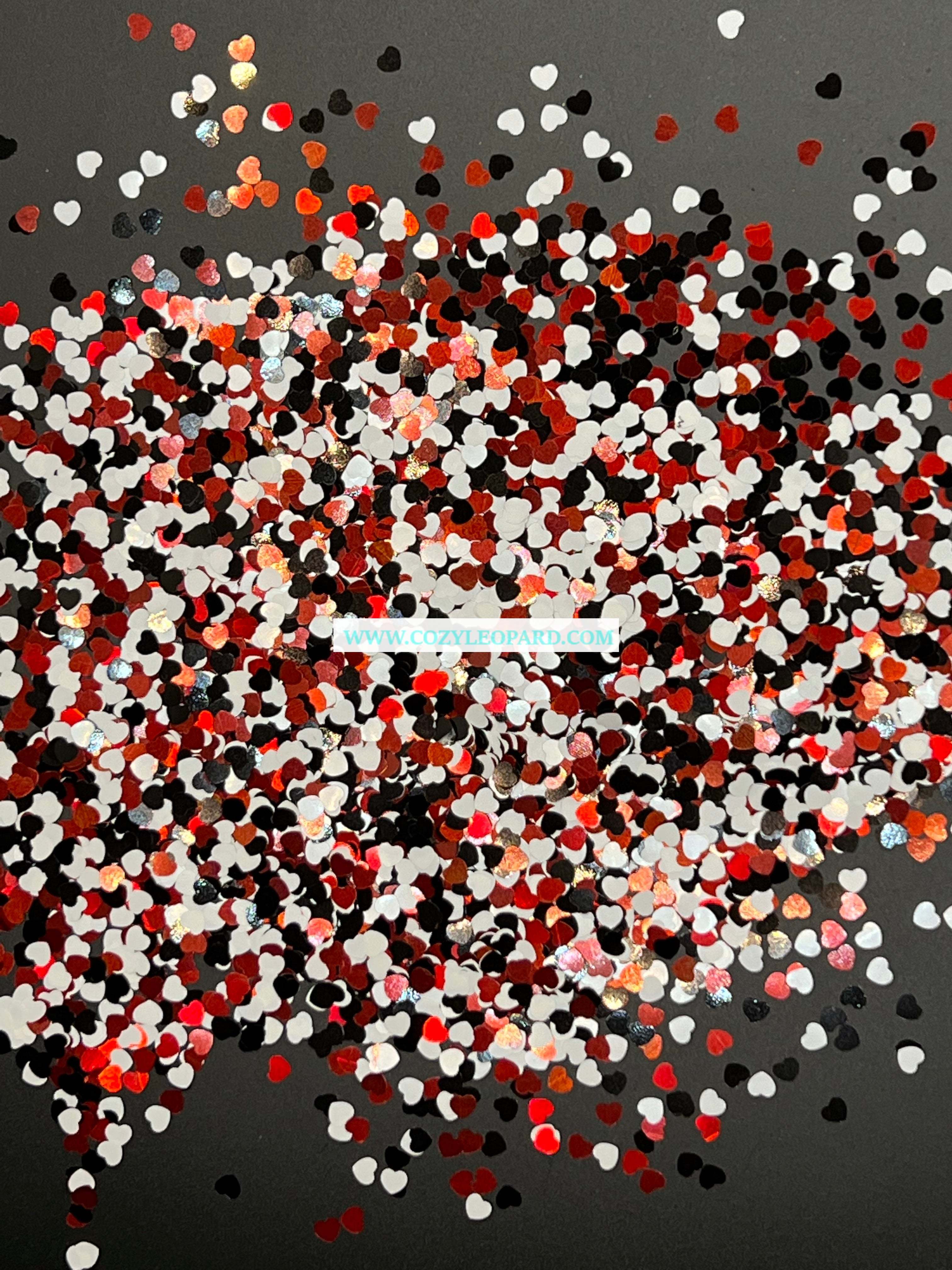 Black White & Red Heart Glitter Mix – Cozy Leopard Boutique